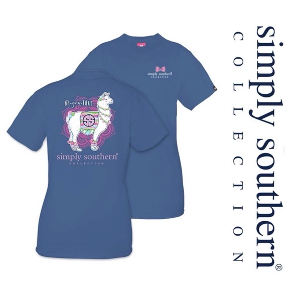 Simply Southern | Tops | Simply Southern Navy Blue Pink Beyoutiful Lama ...